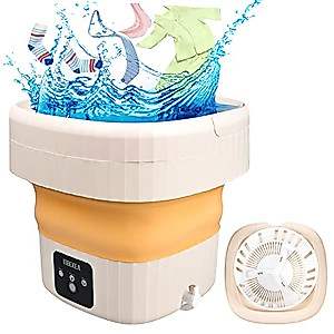 VAIPI Folding Washing Machine Mini Portable Clothes Washer and Dryer Small Bucket Washer with Touch Screen and Drain Basket for Camping, Apartments, RV Travel,Underwear - Include Use Manual (13.2 lbs)
