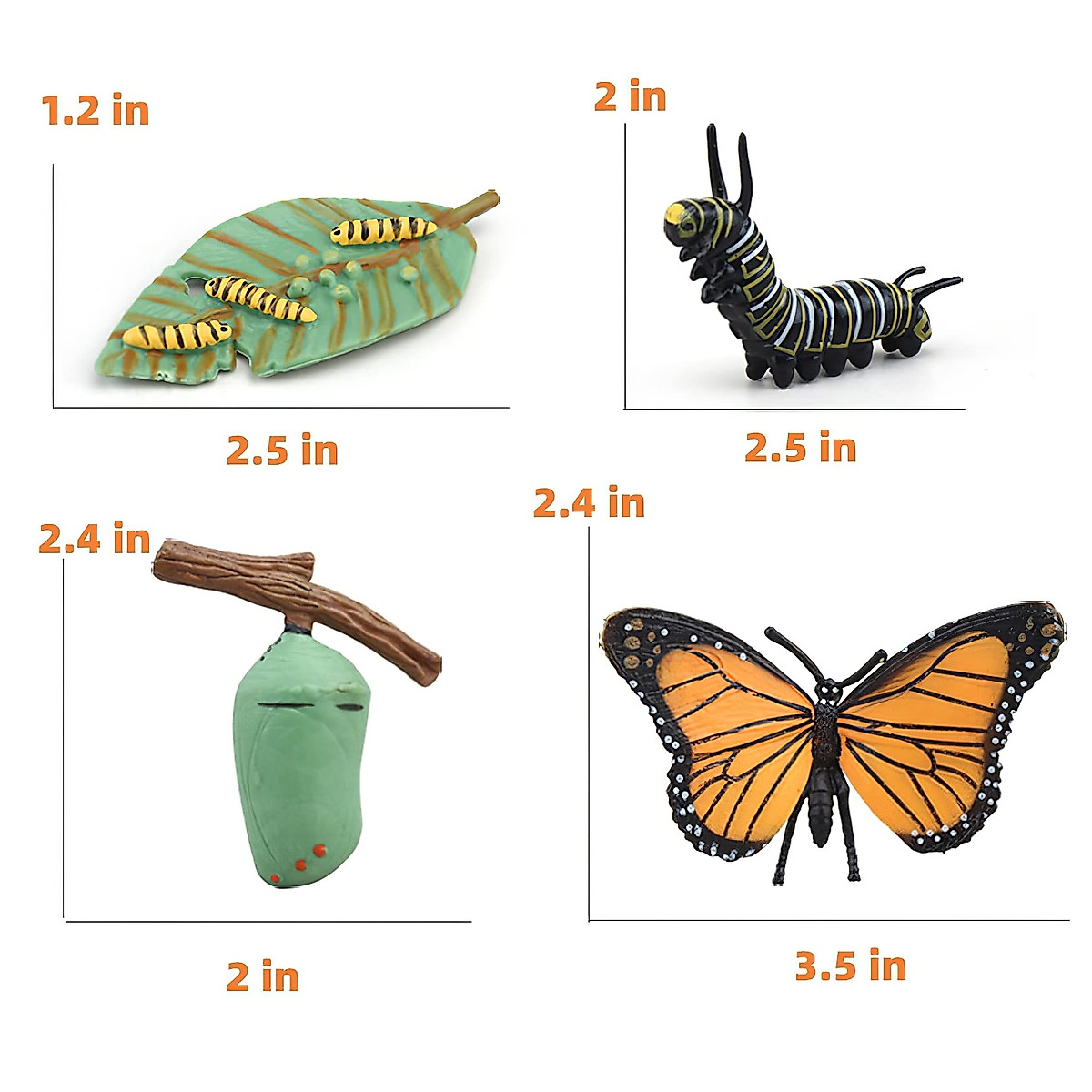 Montessori Life Cycle Animal Figures with Flash Cards, Plastic Insects Monarch Butterfly Kit Caterpillar Toy for Kids, Realistic Animal Figurines (Butterfly)