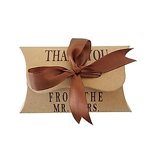 MODADA Gift Bags Kraft Paper Candy Pillow Box Vintage Creative Gift Packaging Boxes for Wedding Party Birthday Event Favor (Color : Kraft paper, Size : 150 PCS_11X6.5X2CM)