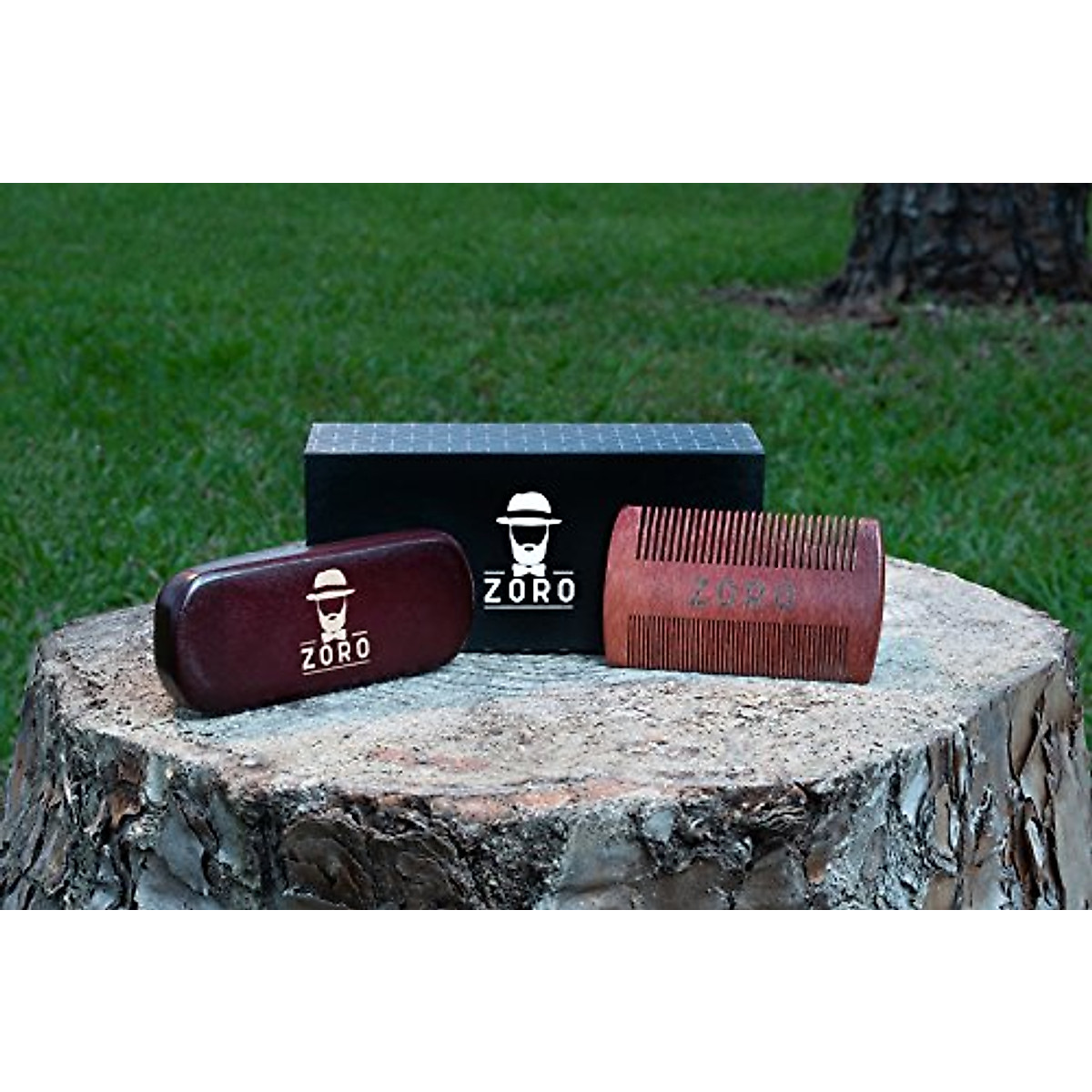 Beard Brush and Comb Set for Men - Premium Handmade Grooming Set - Elegant Box and Cotton Bag - Horsehair Bristled Brush and Double-Sided Aromatic Wooden Comb - Perfect Kit for Home or Travel