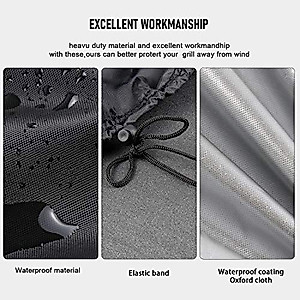POMER Round BBQ Grill Cover 30inch, Waterproof Oxford Fabric Garden Barbecue Cover with Drawstring Cord