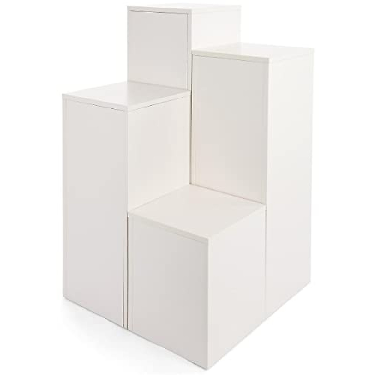 Displays2go Tall Pedestal Display Set, Four Sizes, Particle Board Construction, Melamine Finish - White (WDCUBEWHT0)