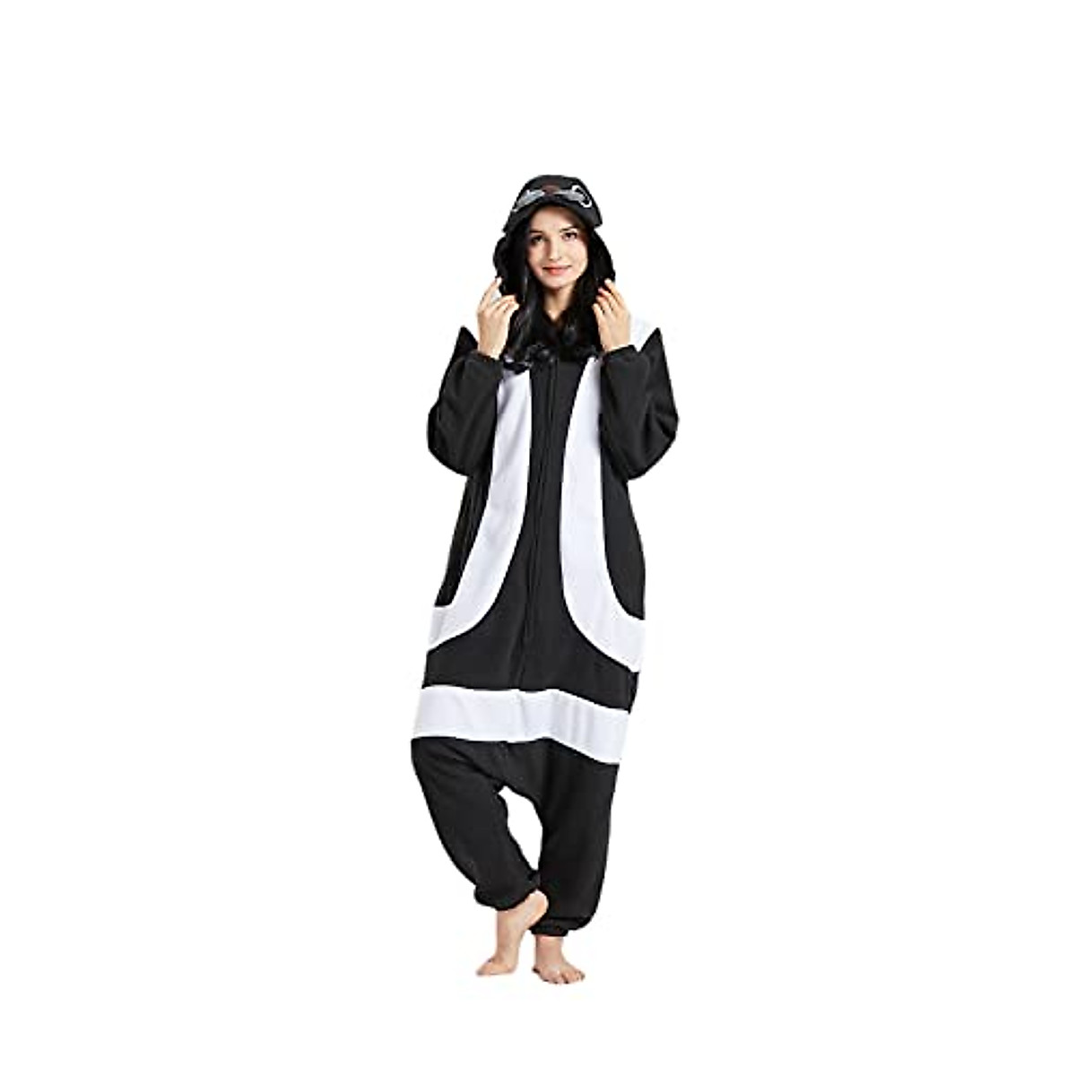 DarkCom Cosplay Ribbon Seal Animal Onesie Christmas Pajamas Polar Fleece Homewear One Piece Sleepwear for Men Women Small