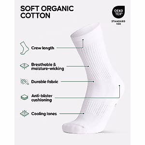 DANISH ENDURANCE Performance Crew Socks (White 3 Pairs, US Women 11-13 // US Men 9.5-12.5)