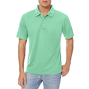 TACVASEN Men's Summer Polo Shirts Casual Lightweight Short Sleeve Collared T-Shirt Mint Green M
