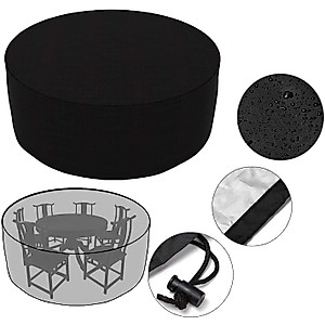 HOMTOL Round Patio Furniture Cover, Outdoor Table Chair Set Covers, Waterproof, UV Resistant, Garden Furniture Protector, 64 inches Diameter