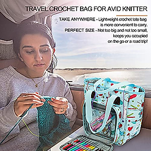 Coopay Knitting Bag Yarn Storage Organizer, Portable Knitting Tote Basket Yarn Bags for Crochet Hooks, Crocheting Kit, Knitting Needles, Yarn Balls, Project & Sewing Supplies - No Accessories (Blue)