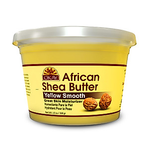 OKAY Yellow Shea Butter for Hair and Skin - Raw African Shea Butter for Women and Men, Daily Moisturizer for Face and Body, Helps with Stretch Marks, Soothes Dryness - 13 Oz Jar (Pack of 1)