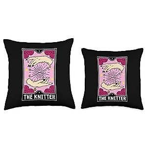Knitting Apparel for Knitter Funny Knitting Knitter Tarot Card Throw Pillow, 16x16, Multicolor