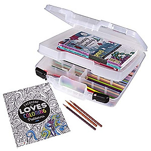 ArtBin 6962AB Quick View Deep Base Carrying Case with Removable Dividers and Tray, Portable Art & Craft Storage Box, 15", Clear