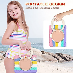 MEEgoodo Case for iPad Air 11 inch (M2) 2024&iPad Air 5th 4th Generation 10.9 inch 2022 2020&iPad Pro 11 inch Case 4th/3rd/2nd/1st Gen 2022 2021 2020 2018 with Pencil Holder&Stand&Strap,Colorful Pink