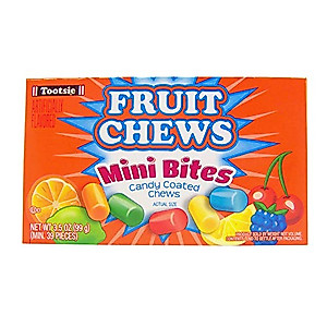Fruit Chews Mini Bites Candy Coated Chews Movie Theater Box, 3.5 oz (Case of 12)