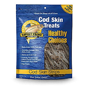 Savory Prime Cod Skin Fish Strips, 16-Ounce, No Artificial Color, All Breed Sizes (62016)