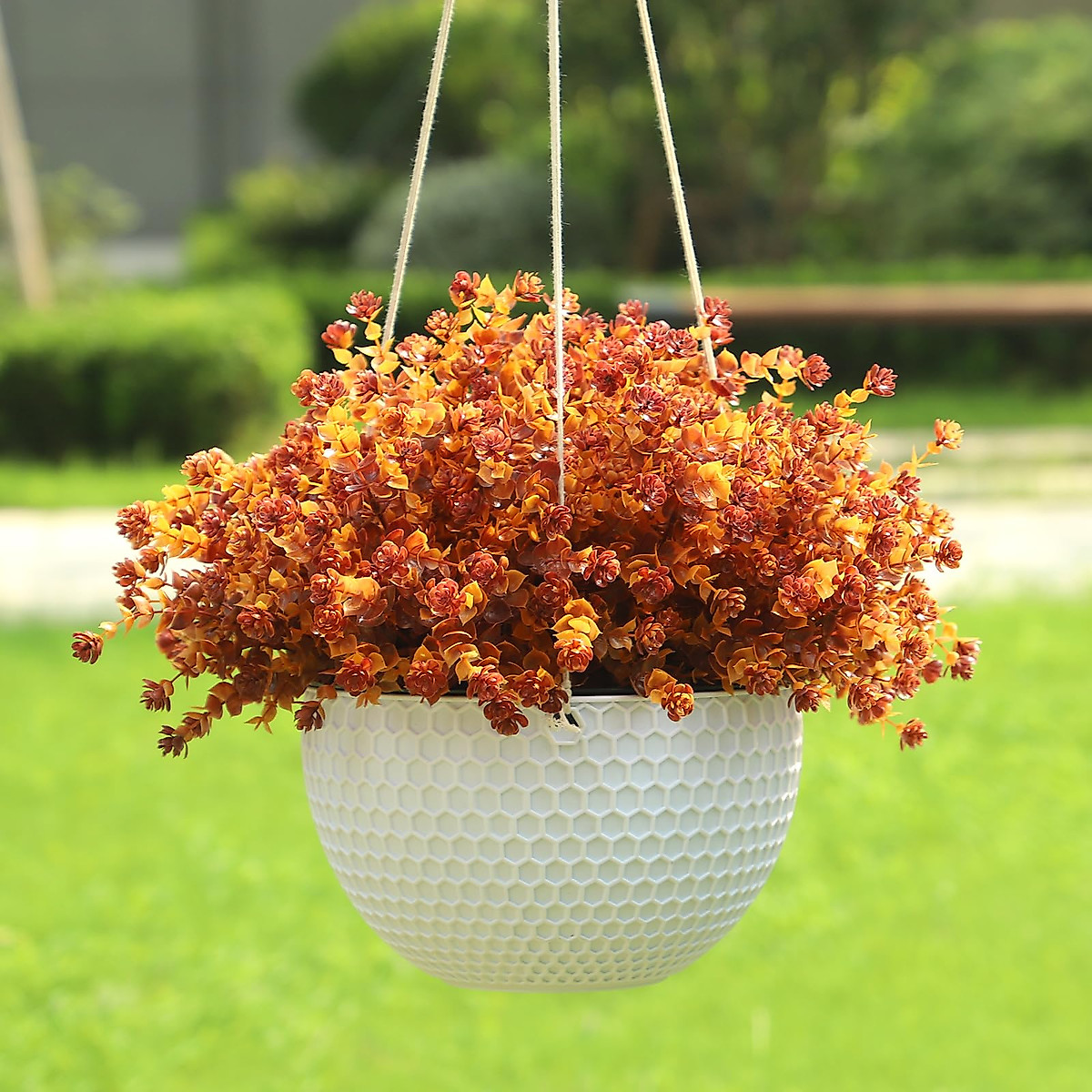 4 Pcs Artificial Greenery Shrubs Lavender Outdoor Fake Flowers Uv Resistant Faux Plants outdoor narcissus Flowers Decor Plastic Flowers Bushes For Garden Hanging Porch Balcony Decoration (Purple)