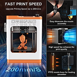WEEFUN Newest TINA2 S 3D Printer, Ultra Silent Mainboard Mini 3D Printer with Heatable PEI Platform, WiFi Fast Print, Auto Bed Leveling DIY 3D Printers with Resume Printing, Fully Open Source