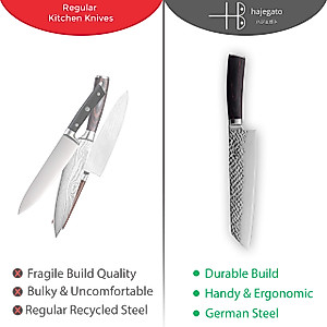 hajegato Japanese Chef Knifes Set Professional Chefs Knife & Paring Kitchen Knifes Set 7cr17 German High Carbon Stainless Steel, 2 Piece Gift Sets… (Kiritsuke 7.5")