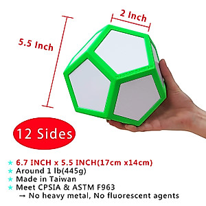 Macro Giant 6.7 Inch Dry Erase Polyhedral Foam Dice, Jumbo, Set of 2, Red, Blue, 12-Sided, White Board, Parenting Activity, Kid Toy, Preschool, Math Learning, Team Games