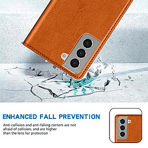 ZZXX for Samsung Galaxy S21 Wallet Case with [RFID Blocking] Card Slot Stand Strong Magnetic Leather Flip Fold Protective Phone Case for Samsung Galaxy S21 Case Wallet(Brown-6.2 inch)