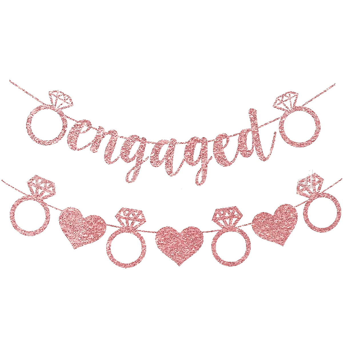 Engagement Party Decorations, Rose & Gold Engaged Banner, Bachelorette Party Favors, Glitter Diamond Bride Sign for Bridal Shower Hen Party Supplies Backdrop Decor (Rose Gold)