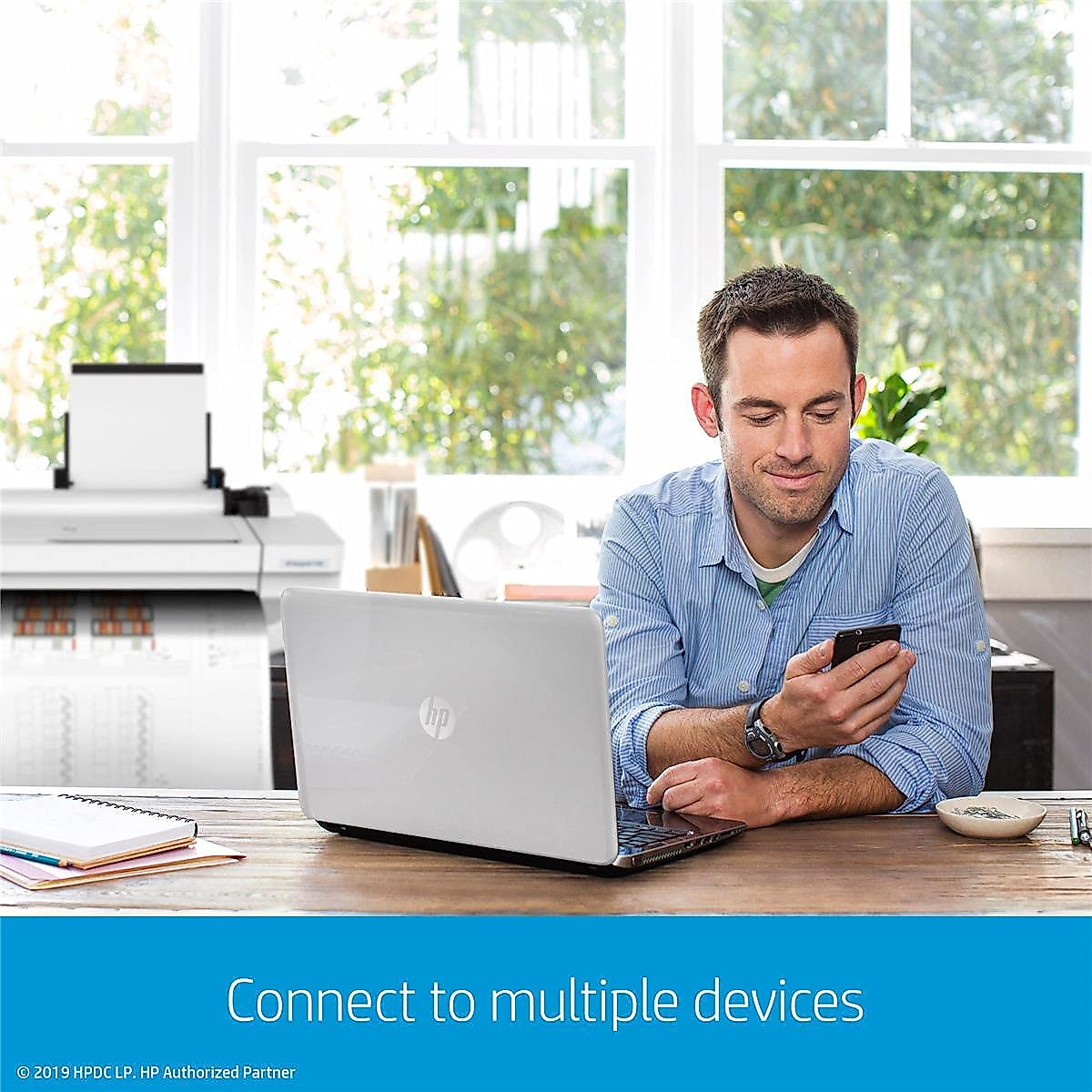 HP DesignJet T230 Large Format 24-inch Plotter Printer, Includes 2-Year Warranty Care Pack (5HB07H)