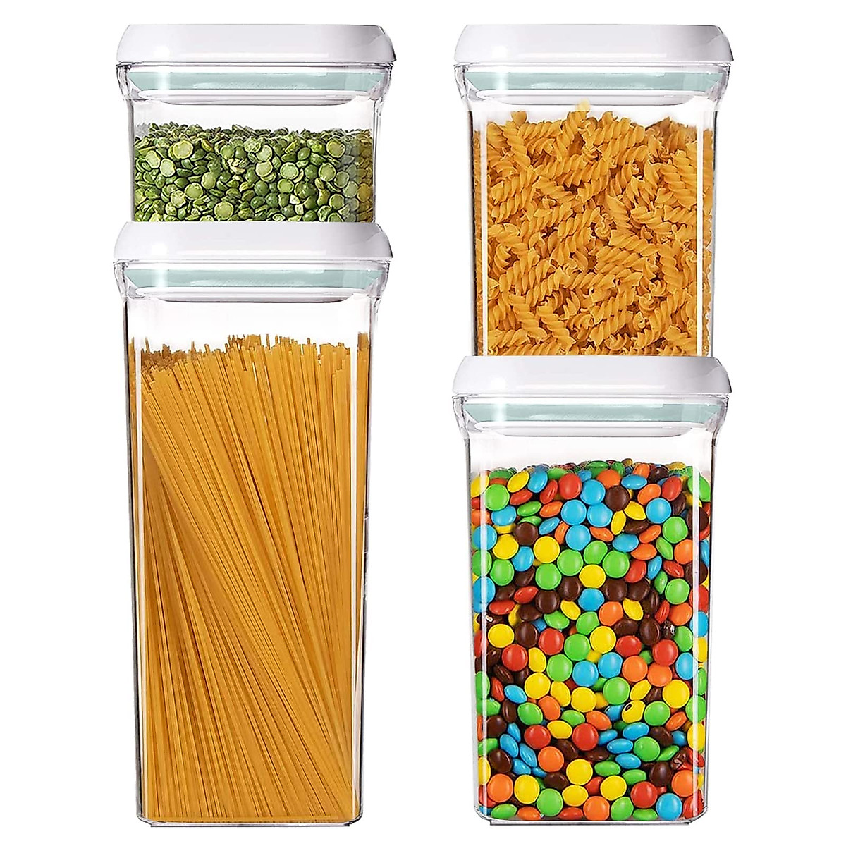 Yukaione Airtight Food Storage Containers Set (4-Pack) – One-Button Pop-Up Lids, BPA-Free, Stackable Dry Food Containers for Pantry, Flour, Sugar, Cereal, Coffee & Snacks – Dishwasher Safe