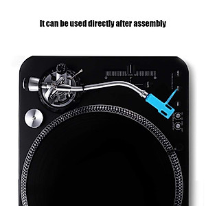 Mugast Phono Headshell Kit,6.4CM Aluminum Alloy Turntable Cartridge Phonograph Player Record Player Headshell,Include 4 Pcs Cables and 2 Pcs Screws (Blue)