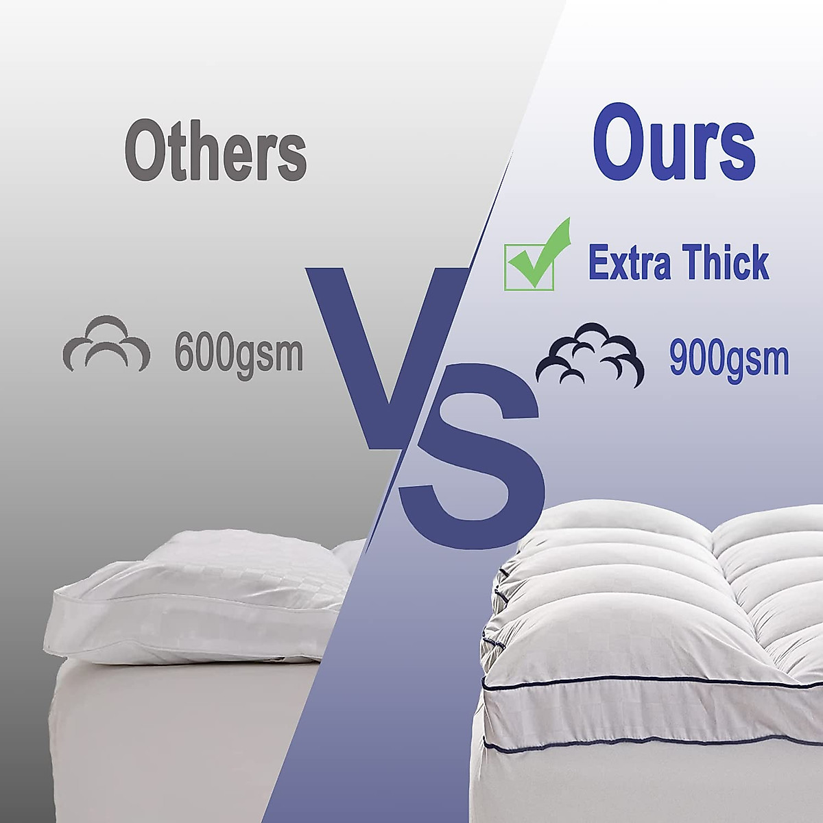 SWTMERRY Queen Size Mattress Pad Topper - Extra Thick Quilted Fitted Mattress Protector Pillow Cotton Top with 21" Deep Pocket for 8-24 inches Mattress,Soft and Breathable Bed Topper Cover