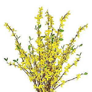 Artflower Artificial Orchids Flowers, 3 Pcs 22.8" Silk Fake Orchids Flowers Orquideas Flowers Long Stem Flower Bouquets for Indoor Outdoor Decoration Wedding Arrangement Office Party Home (Yellow)