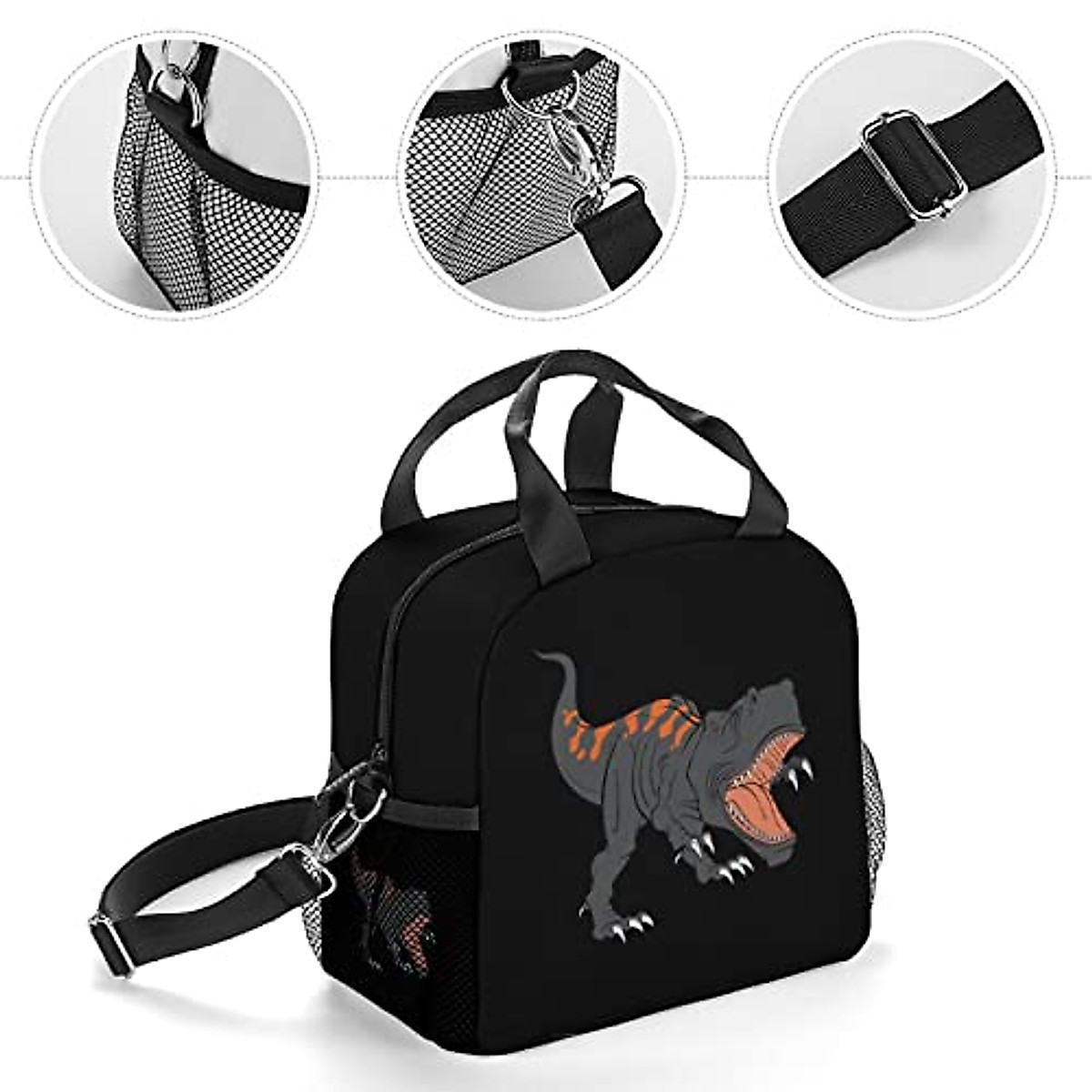 Dinosaur Printed Lunch Box Tote Bag with Handles and Shoulder Strap for Men Women Work Picnic