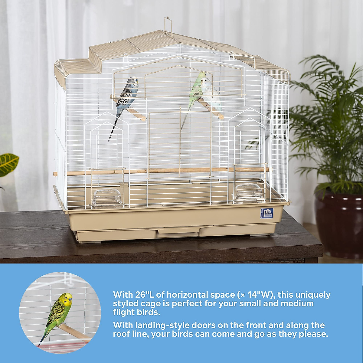 Prevue Pet Products SP50051 Barn Style Bird Cage, Brown/White