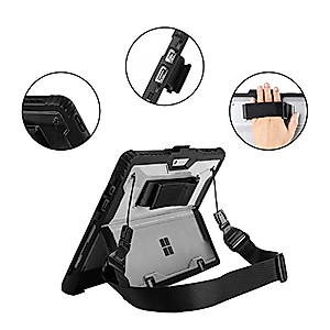 MOSISO Case Compatible with Surface Pro 7 Plus/Pro 7/Pro 6/Pro 5/Pro 2017/Pro 4/Pro LTE, Heavy Duty Rugged Hard Shell Cover with Shoulder Strap & Hand Strap Compatible with Type Cover Keyboard, Black