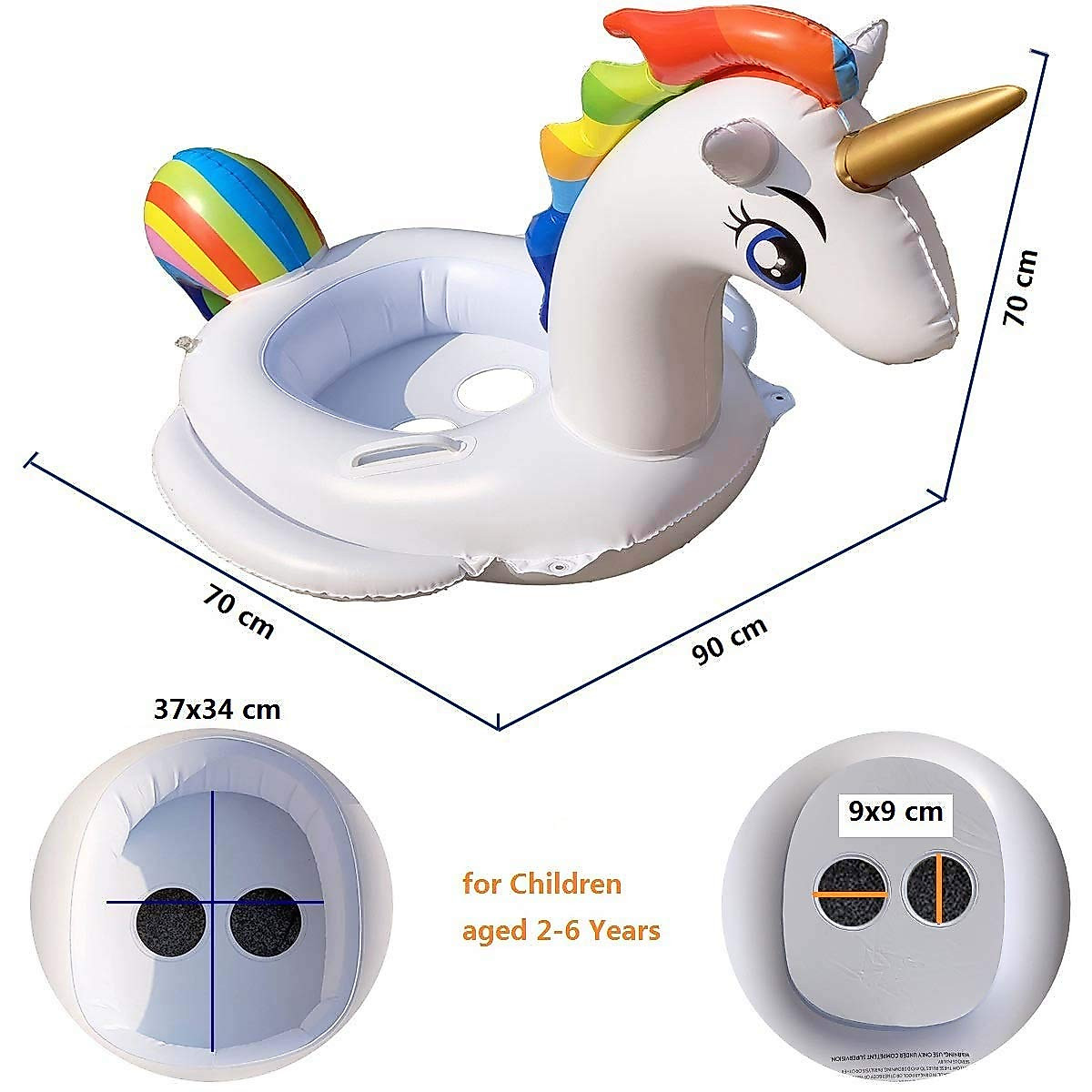 huaanlongus Baby Pool Float,Unicorn Inflatable Swimming Pool Floating Toddler Water Toys Fun for 3 4 5 6 Year Old Boy Girl,Kids Outdoor Party FloatsToy (Large)