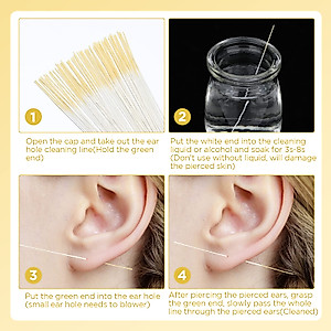 Disposable Earrings Hole Cleaner Floss Ear Piercing Cleaner Piercing Aftercare Piercing Cleaning Line for Girls Women Men Earrings Hole Care Odor Removal (420 Pieces, Yellow)