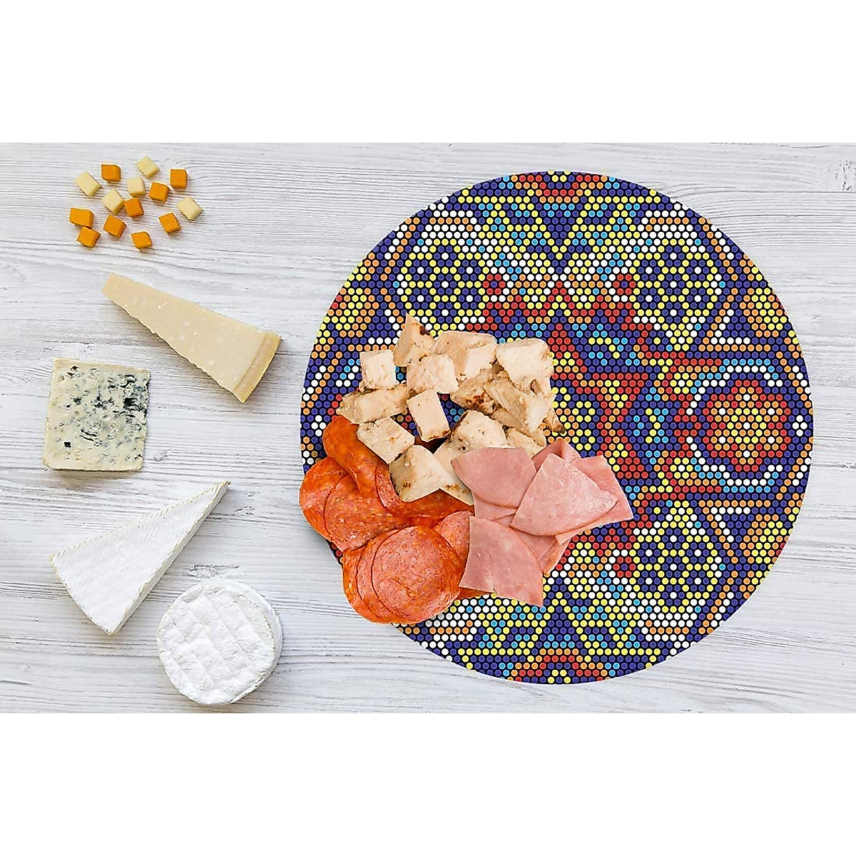 HASTA LA RAIZ | Mexican Handmade Cheese Board covered with resin. Ideal for Charcuterie Platter & Serving Tray. Model: Huichol Star.