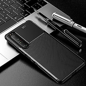 Soft TPU Bumper Flexible Case for Sony Xperia 1 III, Slim Fit Shock Absorption Carbon Fiber Texture Bumper Case Cover for Sony Xperia 1 III