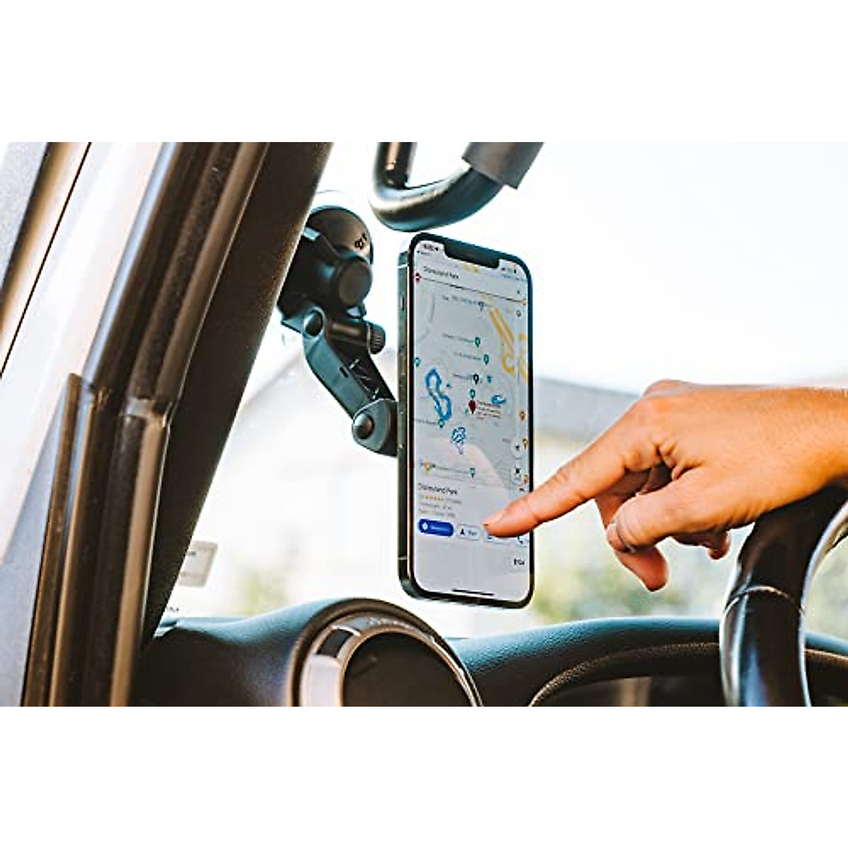 Rokform - Adjustable Magnetic Windshield Phone Mount, Compatible with All Cases and MagSafe Phones and Cases, Secured by Strong Suction Cup Base, 210° of Tilt and 360° of Rotation (Black)