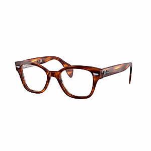 Ray-Ban RX0880 Square Prescription Eyewear Frames, Striped Havana/Demo Lens, 52 mm