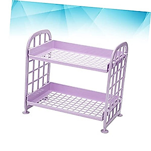 STOBAZA 2 Layers Plastic Living Organizerpurple Assemble Storage Finishing Kitchen Bathroom Room Countertop Toilet Shelf Desktop