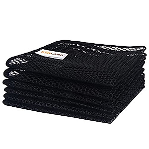 SUNLAND Netted Dish Cloths for Washing Dishes No Odor Dishes Scrubber for Kitchen-Fast Drying and Easy to Clean Mesh Dishes Cloth 6 Pack 12Inch x12Inch Black
