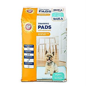 Arm & Hammer for Dogs Puppy Training Pads with Attractant | New & Improved Super Absorbent, Leak-Proof, Odor Control Quilted Puppy Pads with Baking Soda| 50 Count Wee Wee Pads