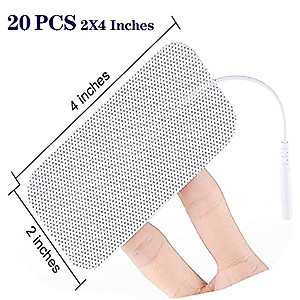 20 Pcs 2" X 4" TENS Unit Replacement Pads, Compatible with AUVON TENS, TENS 7000 - Durable Rectangular Self-Adhesive Electrodes Pads, Latex-Free and Flexible for Lower Back and Multiple Pain Relief