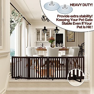 Black Metal Support Feet（Reinforced Version） for Freestanding Pet Gate, Heavy Duty Support Feet with Suction Cup +Velcro Strips Set of 2 for Foldable Pet Gate, Safety Fence Feet for Dog Gate