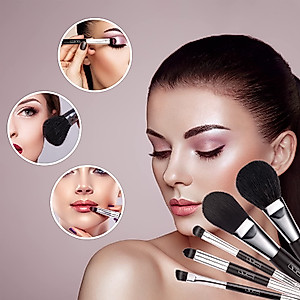 Brush Master Travel Makeup Brushes Set w/Pouch, 5PCS Double Ended Portable Mini Cosmetic Brushes Kit for Foundation, Eyeshadow, Lip, Blush Make Up Brushes Professional(Black)