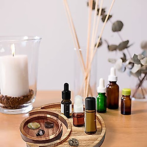 INFUNLY Crystal Holder Moon Tray Wooden Crystal Holder Round Crystal Organizer Tray Acacia Wood Trinket Dish for Rocks Jewelry Healing Crystals Storage