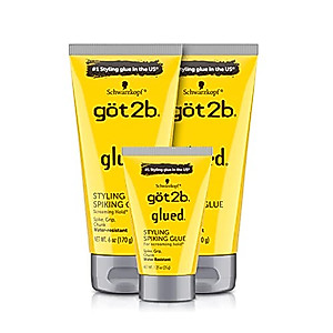 Got2B Glued Styling Spiking Hair Gel 2 - 6 oz tubes + 1 Travel 1.25 oz tube