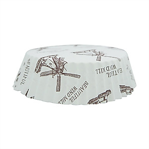 Enlynn Disposable Ruffled Round Shape Non-Stick Paper Baking Cup, Pack of 100 (3.5")