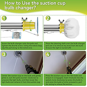 Dreyoo 3 Piece Set Light Bulb Changer, Standard Incandescent Bulb, Floodlight Bulb Changer and Suction Cup Light Bulb Changer Compatible with Standard Threaded Extension Pole (Pole Not Included)