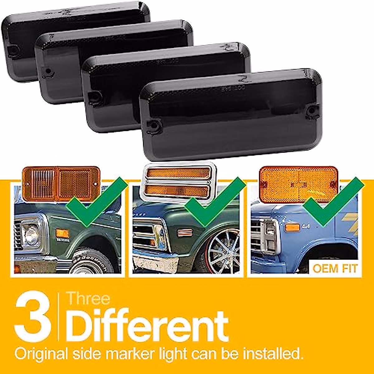 NJSBYL Amber/Red LED Side Marker Lights for G10 G20 G30 G1500 G2500 G3500 Vans Suburban K5 Blazer Jimmy G/P/C/K Series Vans Trucks Motorhomes Front Rear Left Right Markers Signal Lamps 5960596