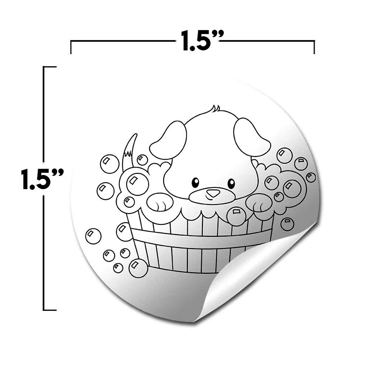 Color Your Own Dog-Gone Cute Puppy Themed Birthday Party Favor Sticker Labels for Kids, 90 1.5" Party Circle Stickers by AmandaCreation, Great for Arts & Crafts, Envelope Seals, Goodie Bags & Treats
