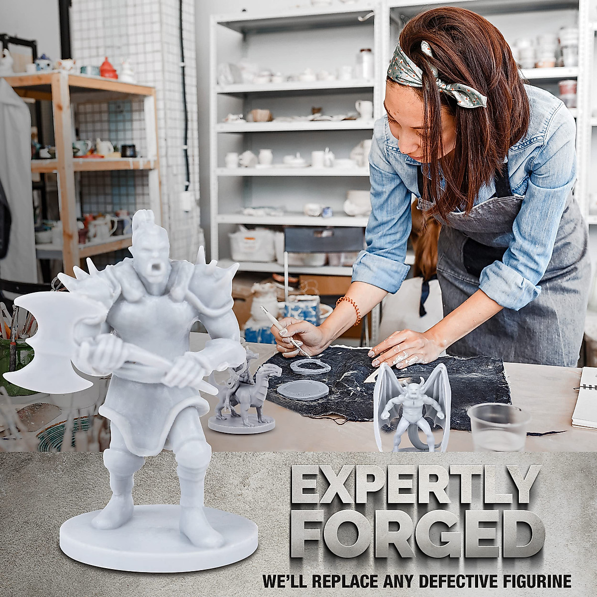 Path Gaming 20 Unique Fantasy Tabletop Miniatures for Dungeons and Dragons Miniatures. 28MM Scaled 20 Unique Designs, Bulk Unpainted Miniatures, Great for D&D Miniatures